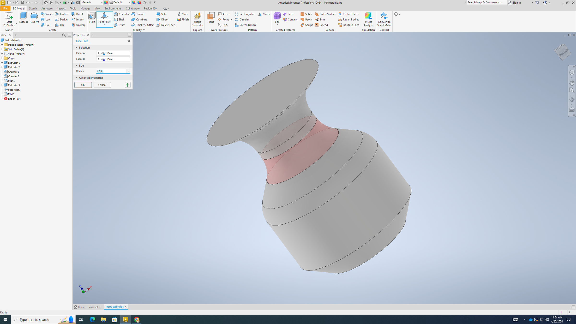 Simpe Vase for Flowers Made With Autodesk Inventor : 12 Steps ...