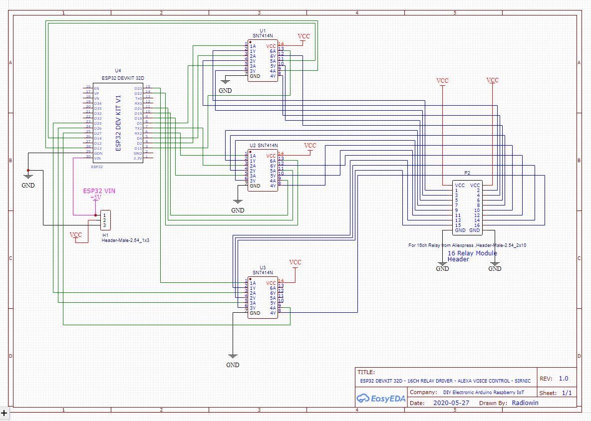 Alexa Voice Control of 16CH Relay Board With ESP32 DEVIKIT 32D & Sinric : 6 Steps - Instructables