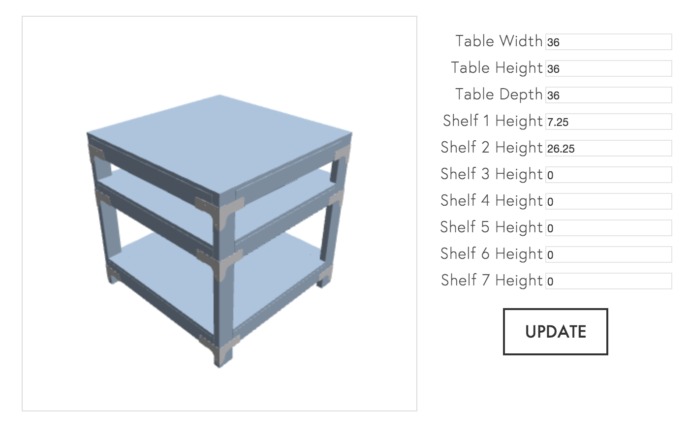 Configurable Table/Shelf/Bench With Generated Material and Cut Lists ...