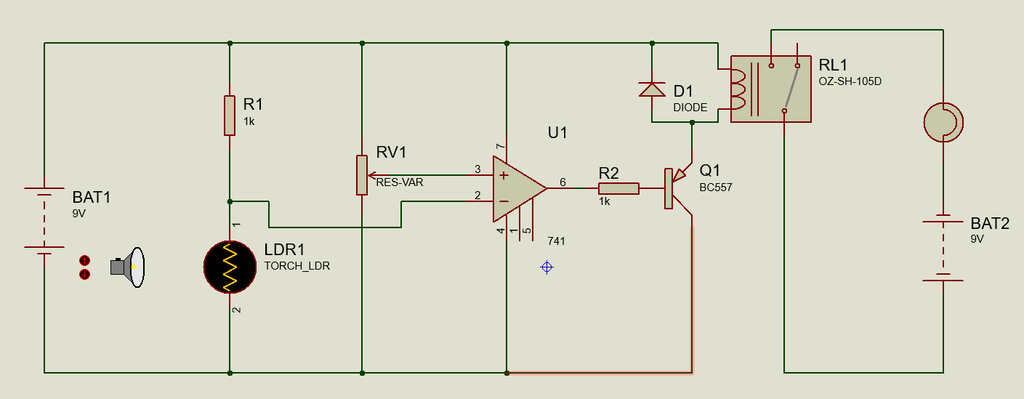 Light Sensor Circuit Using Op Amp 741 Circuit Schematic Diagram