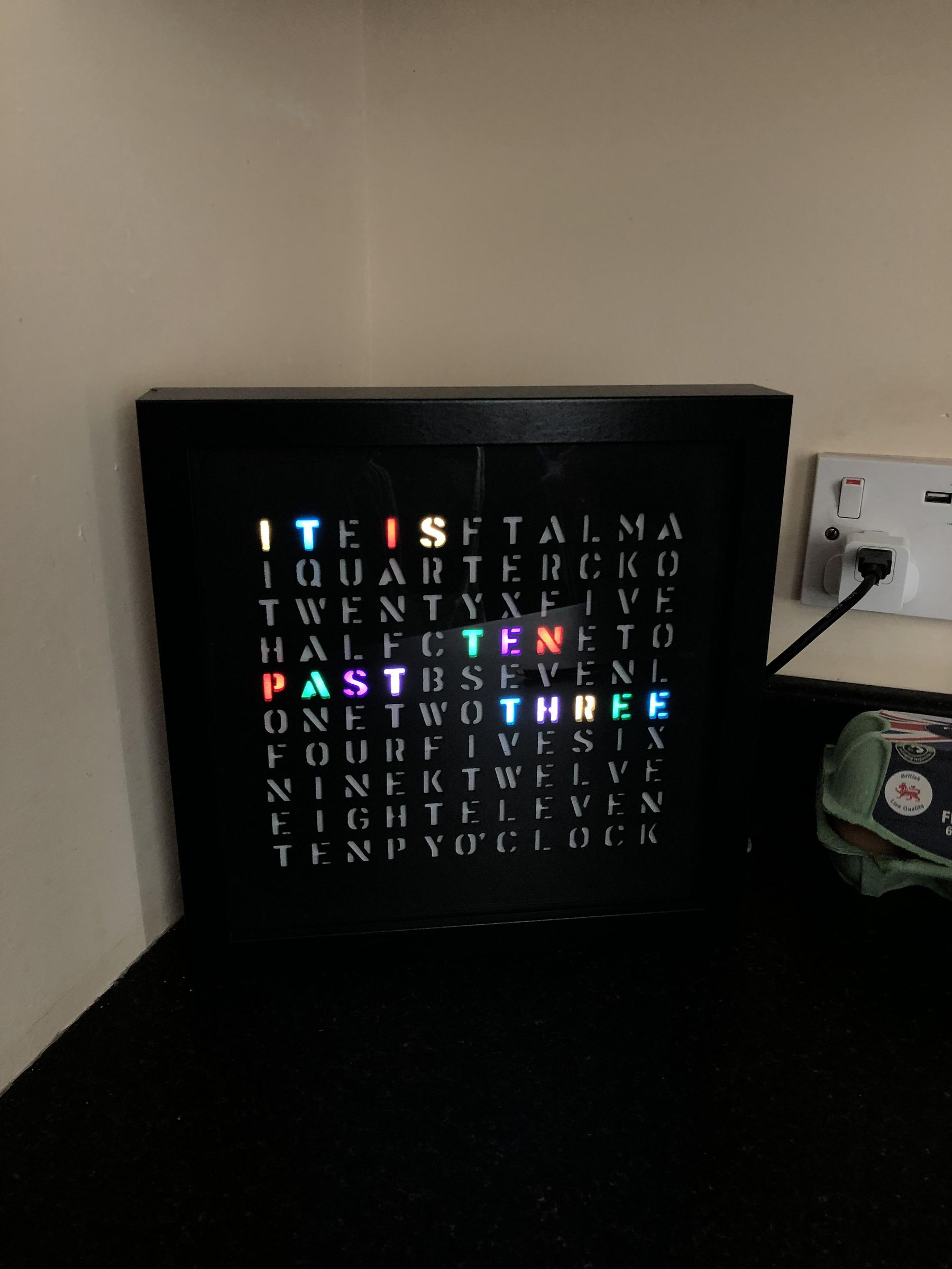 Word Clock,Arduino LED Animated Rainbow Word Clock Using WS2812b Strip ...