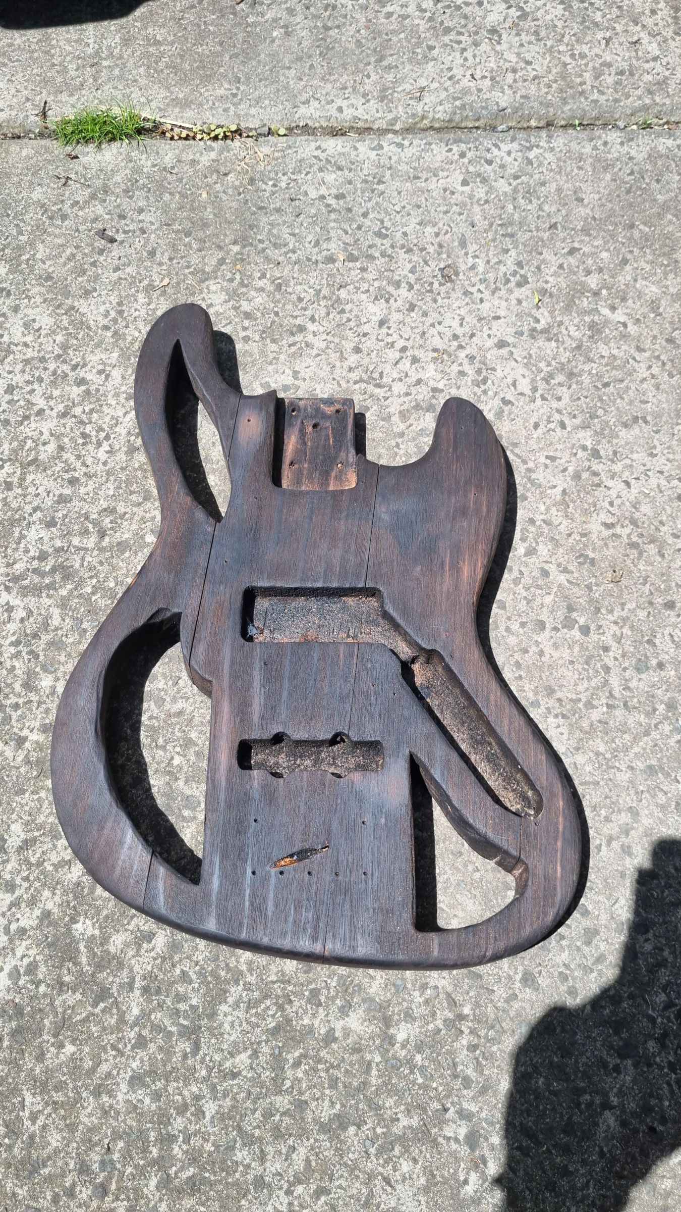 Refurbished Bass With Custom Cutouts, Wood Burnt Finish and Stained ...