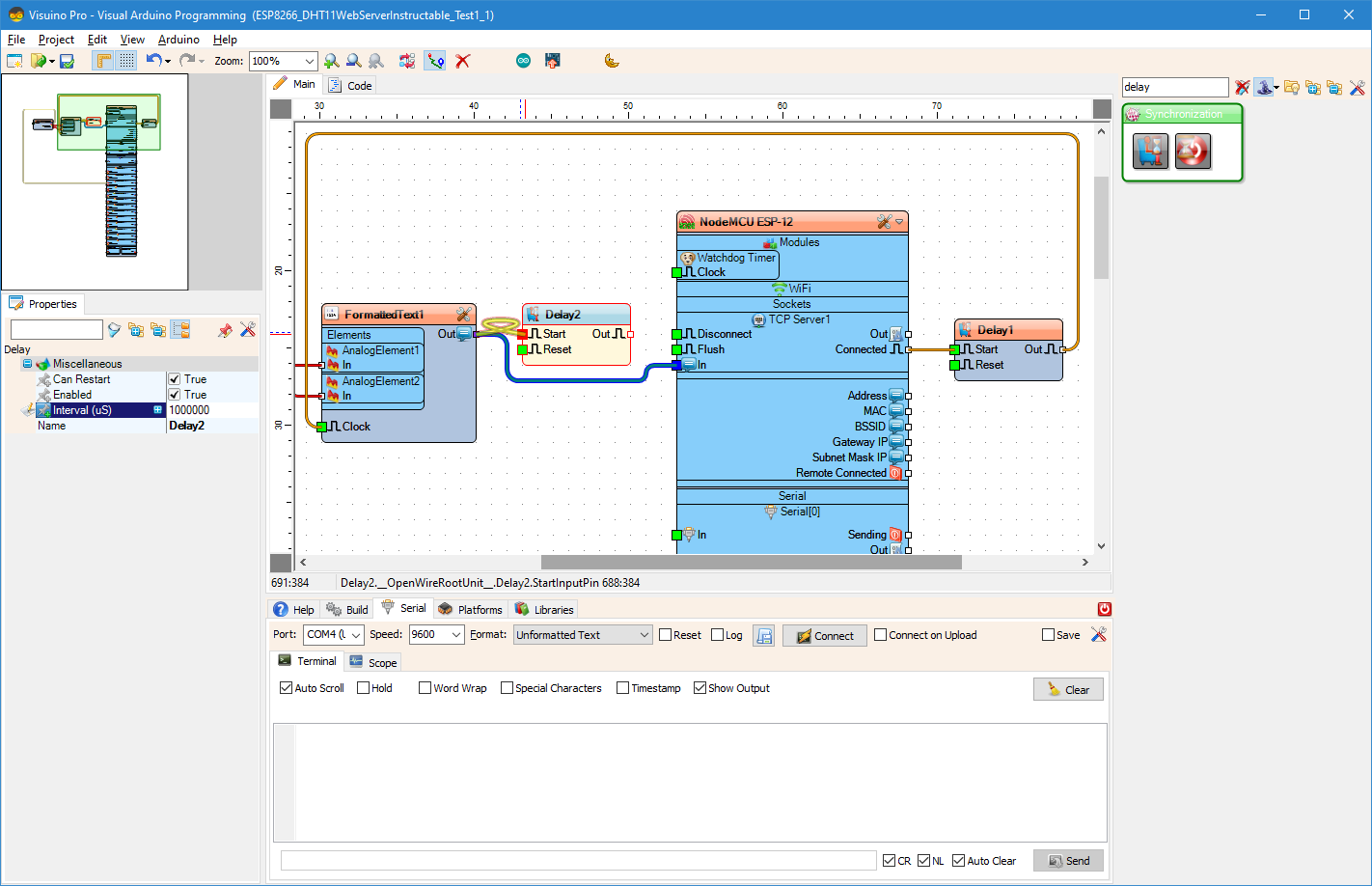 ESP8266 and Visuino: DHT11 Temperature and Humidity Web Server : 12 ...