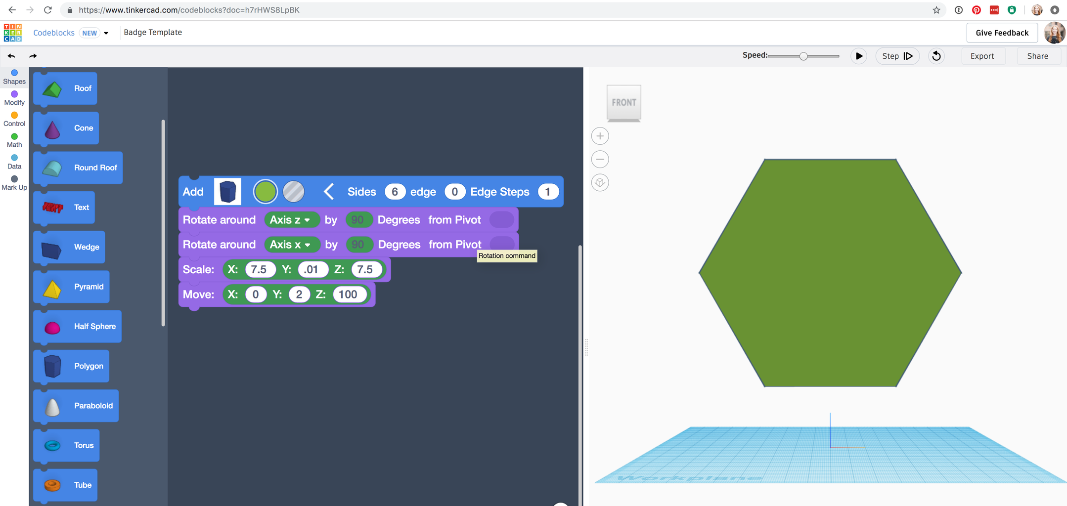 Badges With Tinkercad Codeblocks 6 Steps With Pictures Instructables