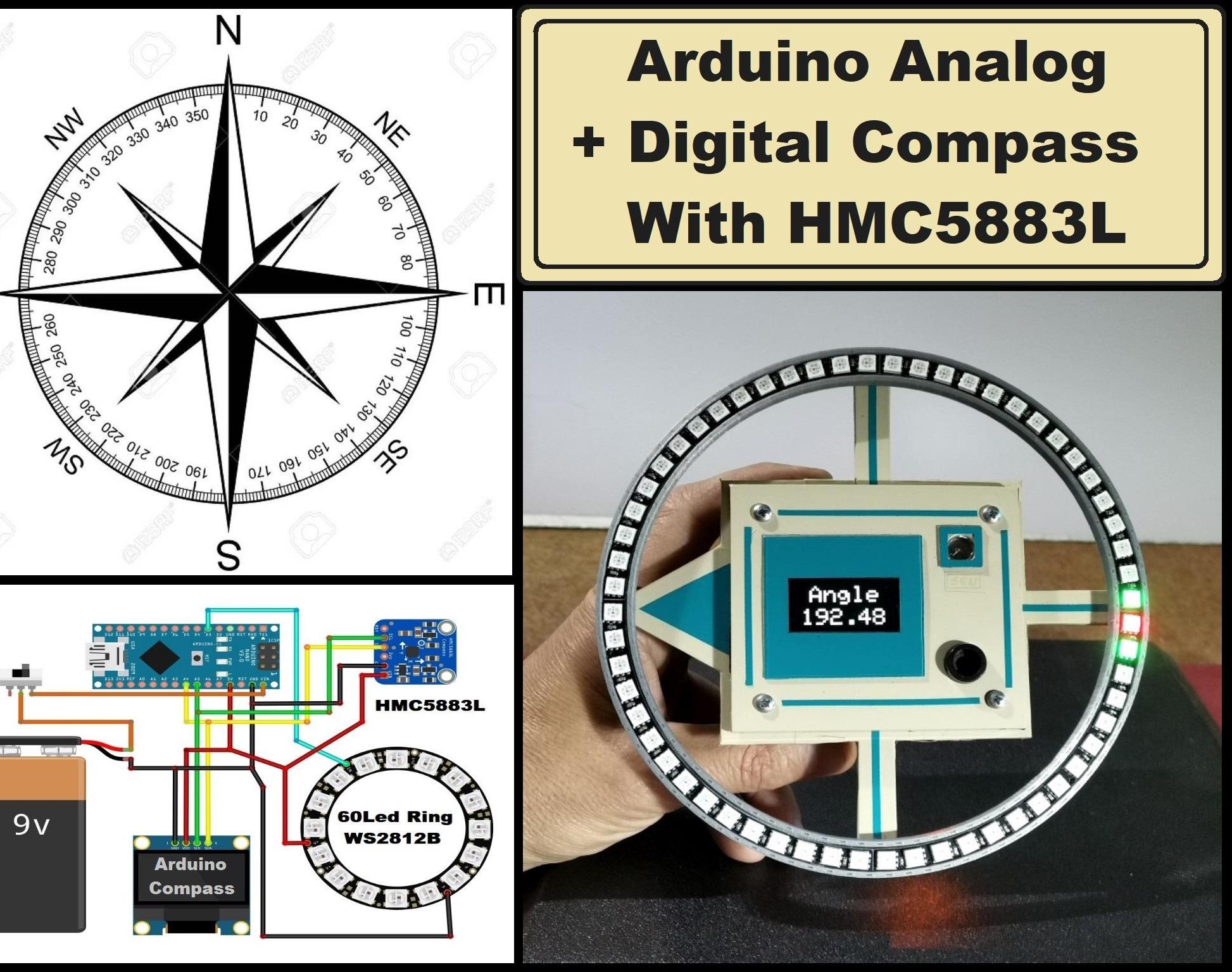 Arduino Analog Digital Compass With Hmc5883l Sensor 3 Steps Instructables 6498