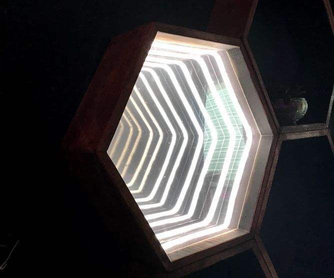 Hexagon Infinity Mirror With LED Lights and Laser Wire : 5 Steps (with ...