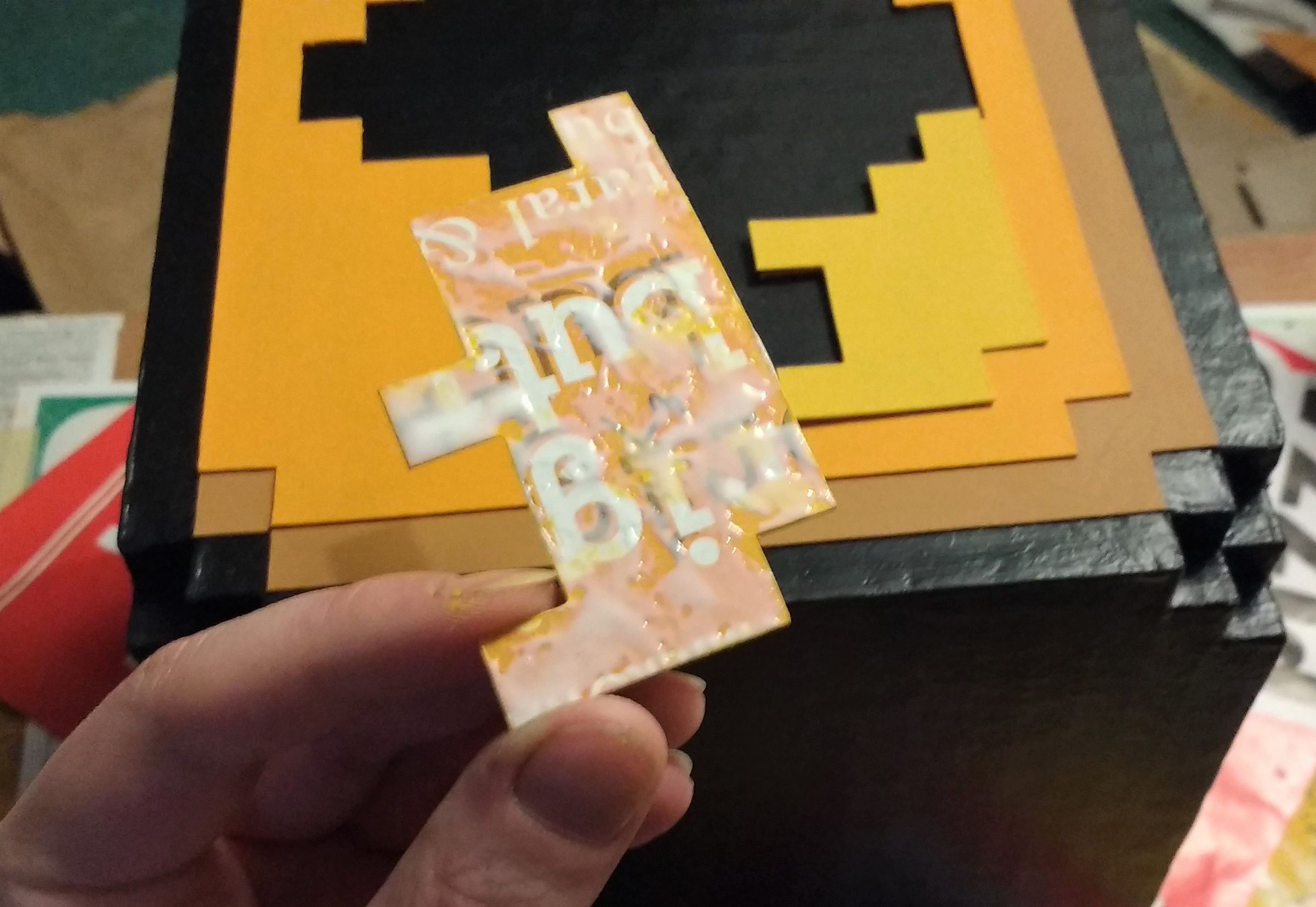 DIY Cardboard Super Mario World Question Mark Block Shelf : 19 Steps ...