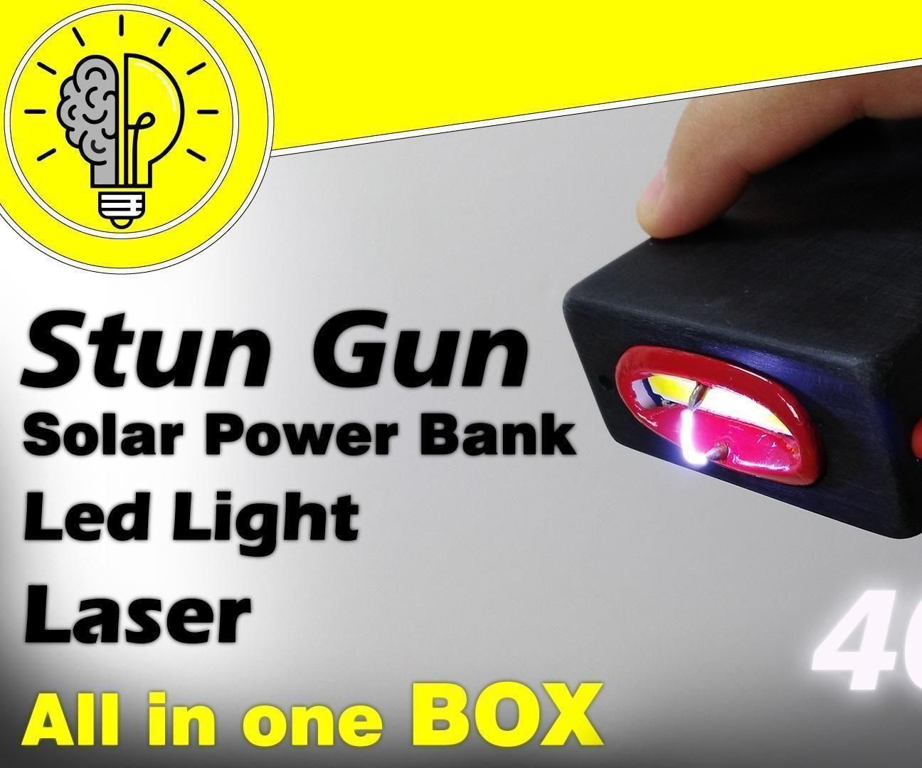 4 in 1 BOX (Solar Rechargeable Stun Gun, Power Bank, LED Light & Laser ...
