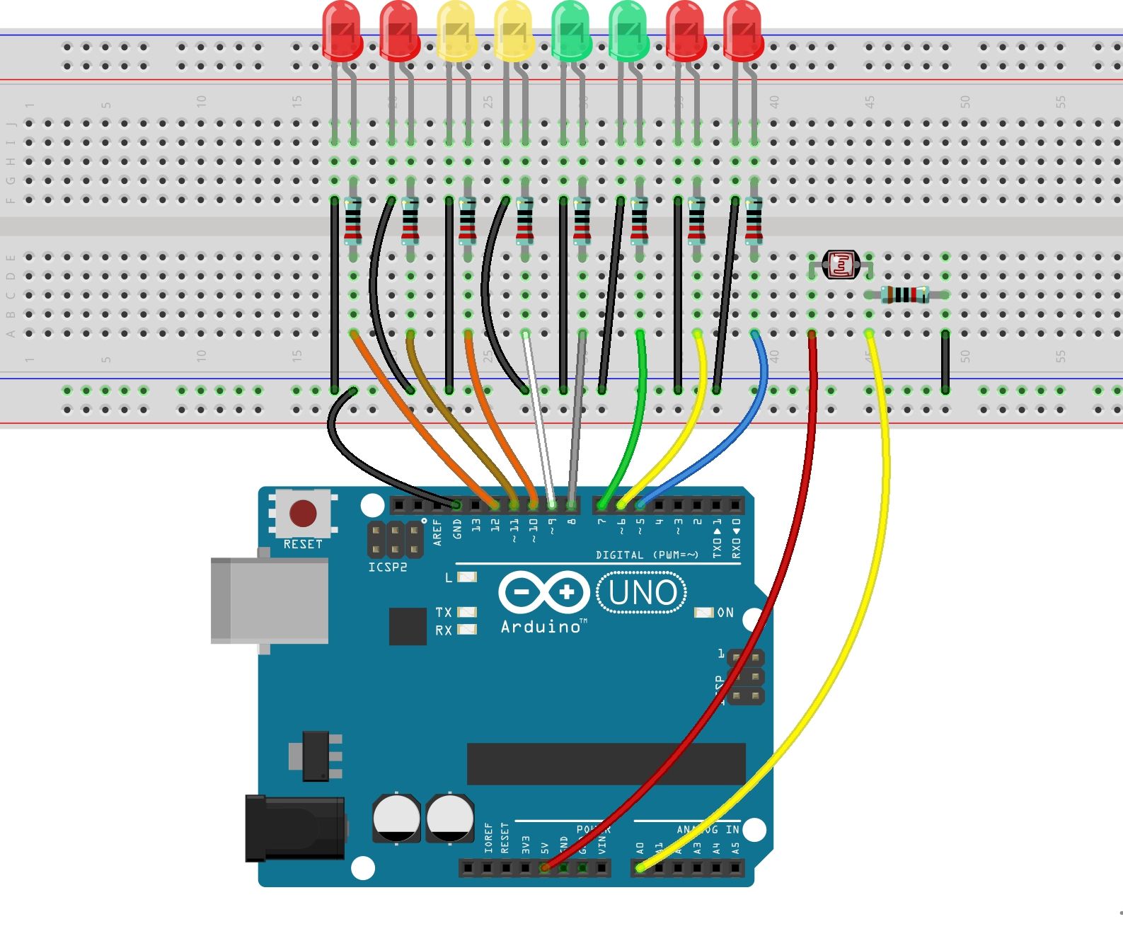 Photoresistor Sensor With Arduino Uno R3 6 Steps Instructables