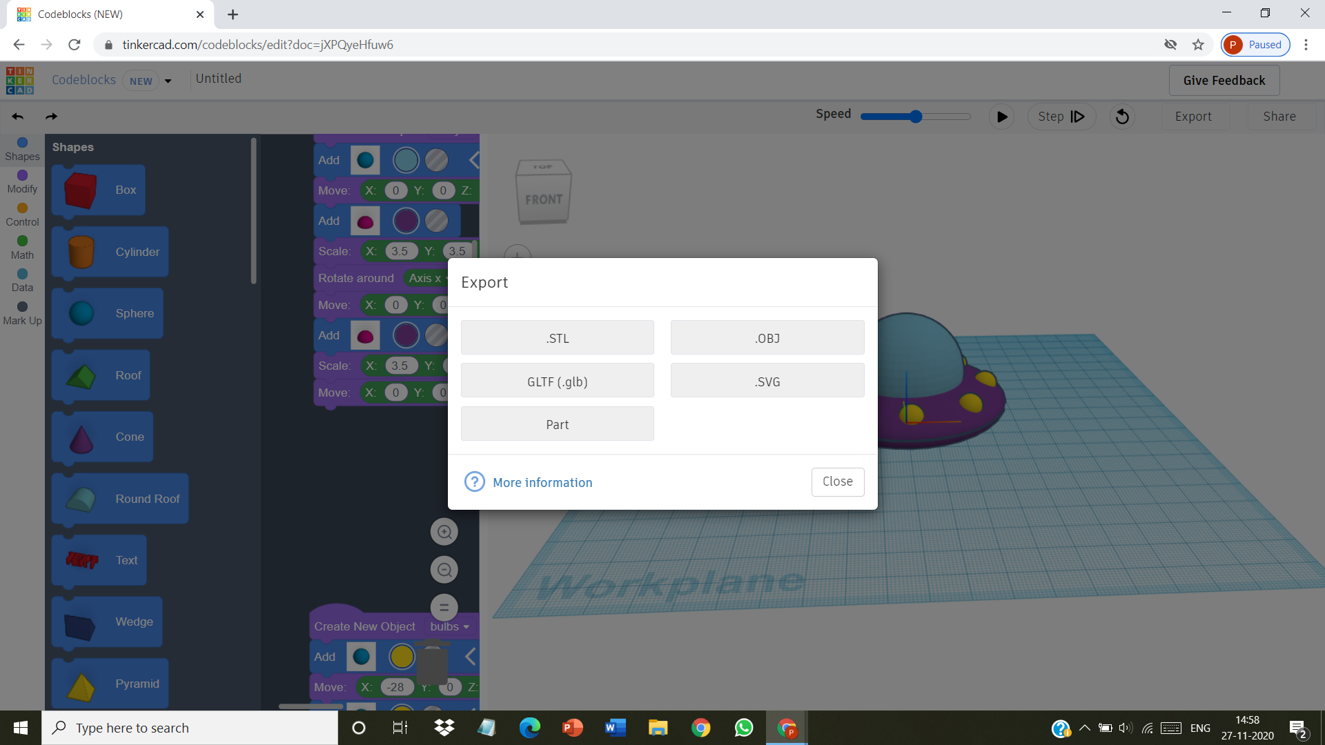How to Make a 3D Designed UFO With TINKERCAD Codeblocks and How to Use ...