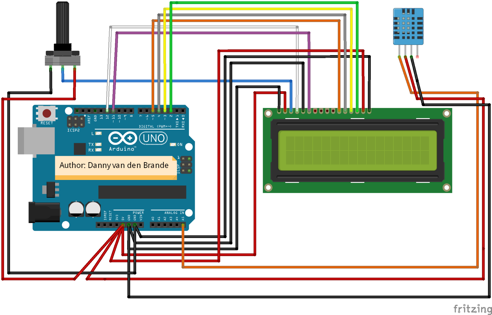 Arduino - Temp and Humidity DHT11 + LCD 1602A - KY-015 Sensor ...