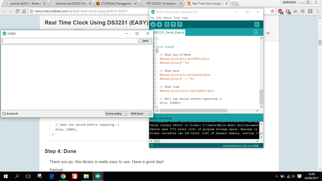Real Time Clock Using DS3231 (EASY) : 4 Steps - Instructables