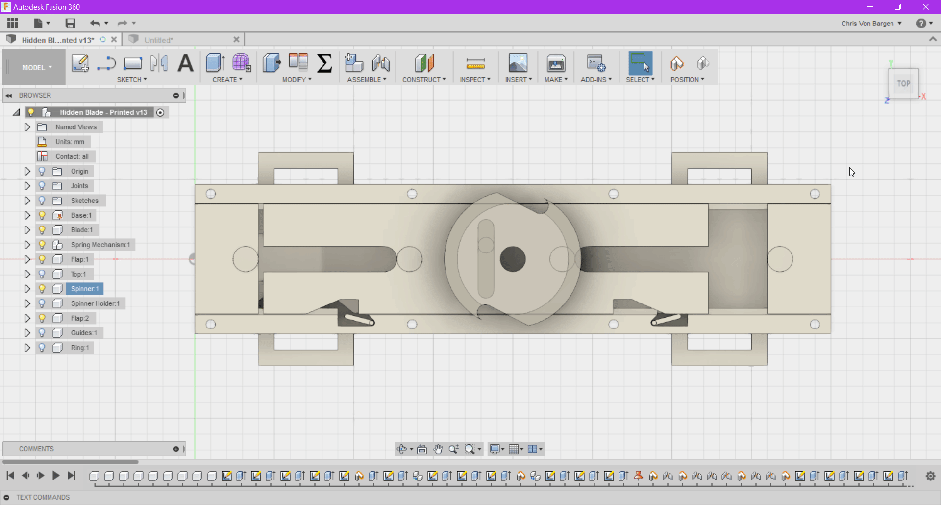 3D Printed Hidden Blade Prop - Fusion 360 Design : 6 Steps (with ...