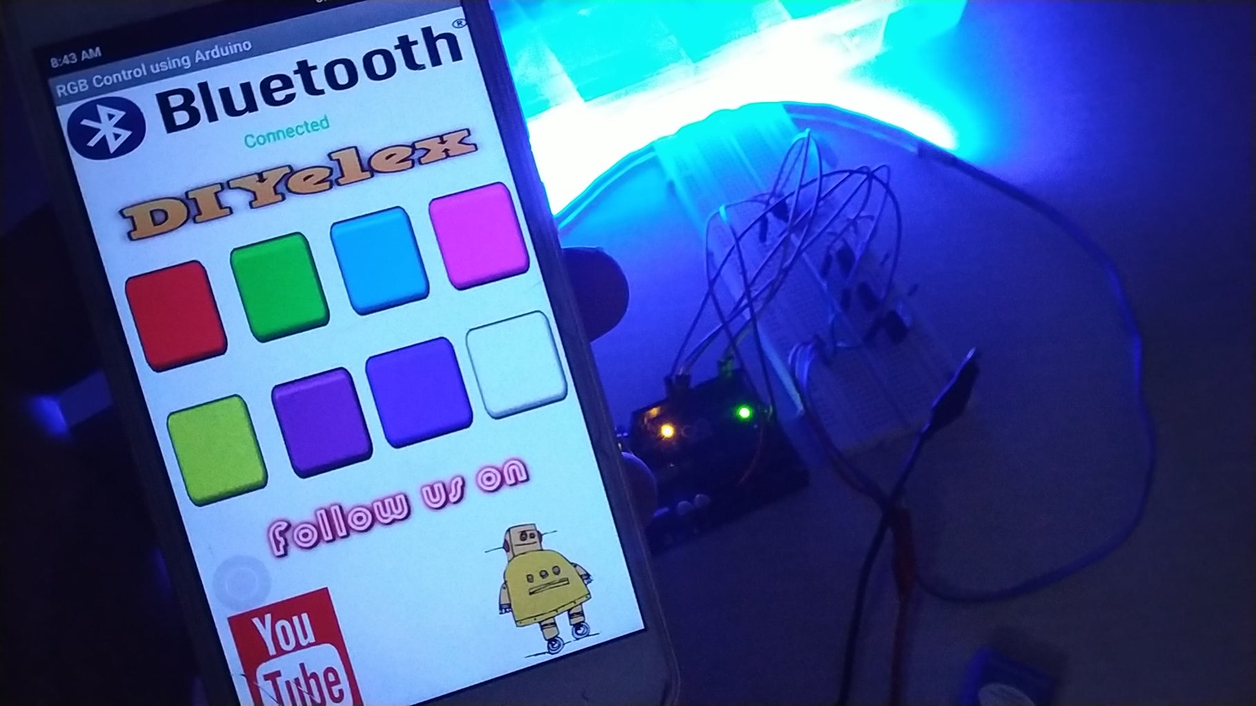 Rgb Led Strip Control Via Bluetooth Using Arduino Android Application 4 Steps Instructables