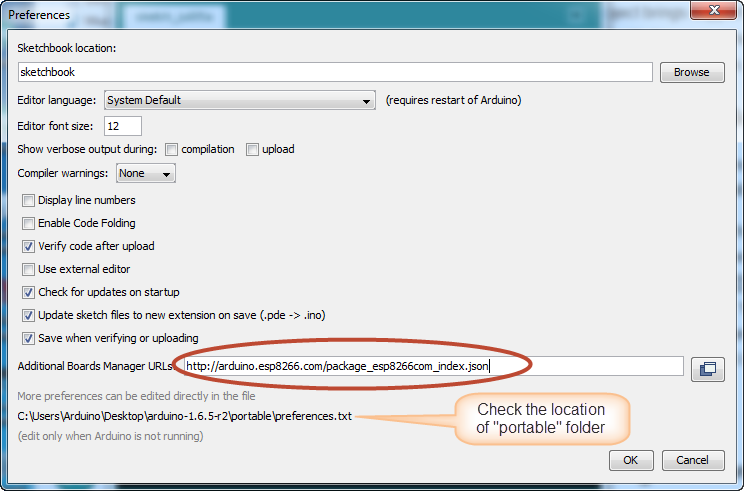 Esp8266 Arduino Ide V164 Portable Installation Guide Set Up An Esp8266 6357