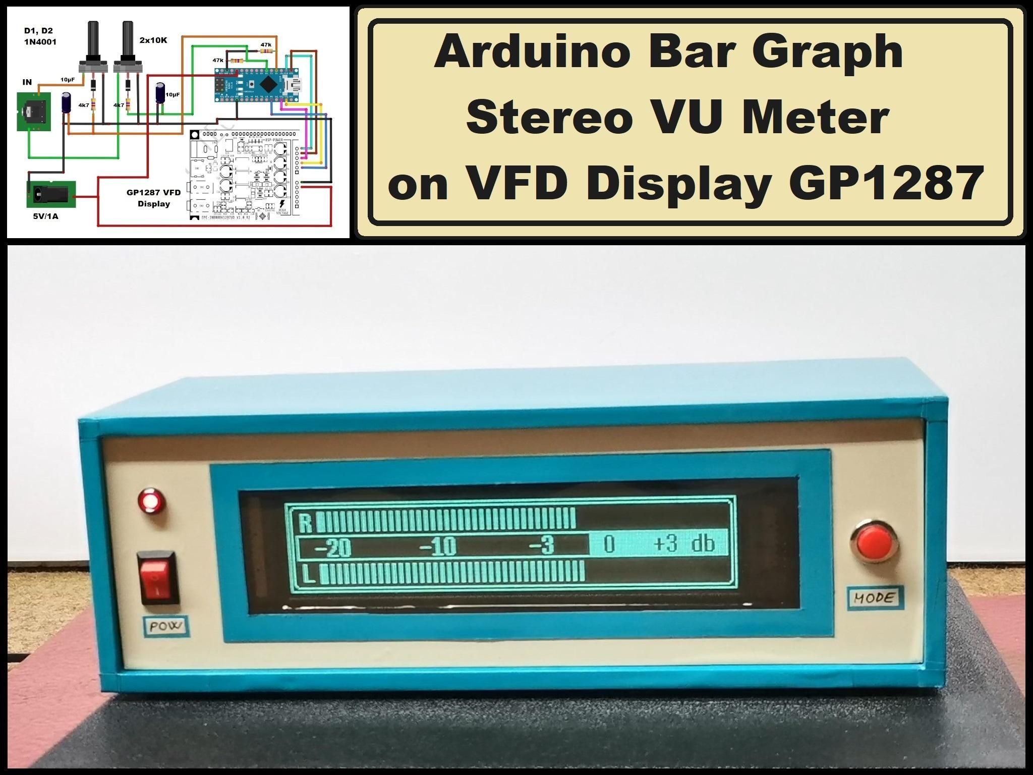 Arduino Bar Graph Stereo VU Meter on VFD Display GP1287 : 3 Steps ...