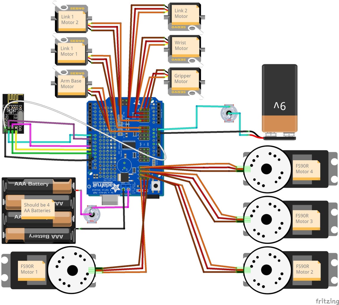 3d Printed Arduino Servo Platform With Robotic Arm 4 Steps Instructables