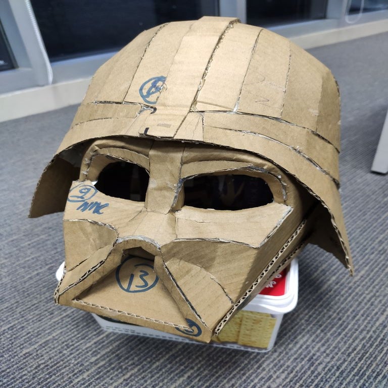 Cardboard Darth Vader Helmet 6 Steps Instructables Cardboard Darth Vader Helmet 6 Steps Instructables