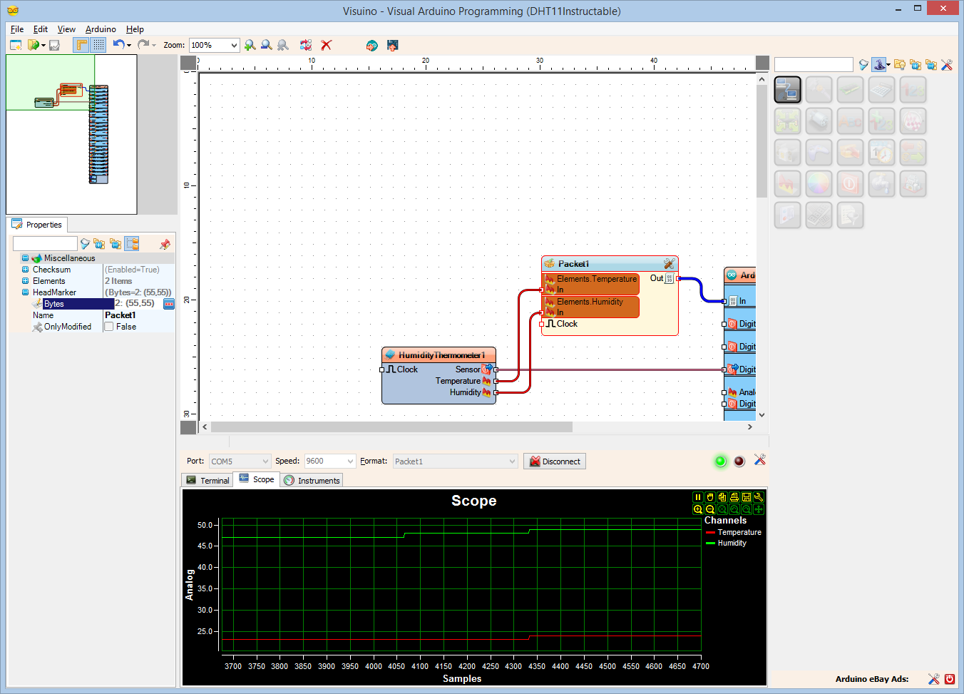 Arduino Nano: DHT11 Temperature and Humidity Visual Instrumentation ...