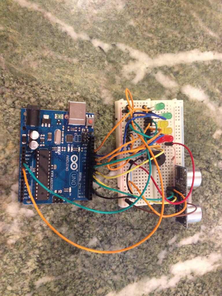 Arduino Distance Detector With A Buzzer And Leds 7 Steps Instructables
