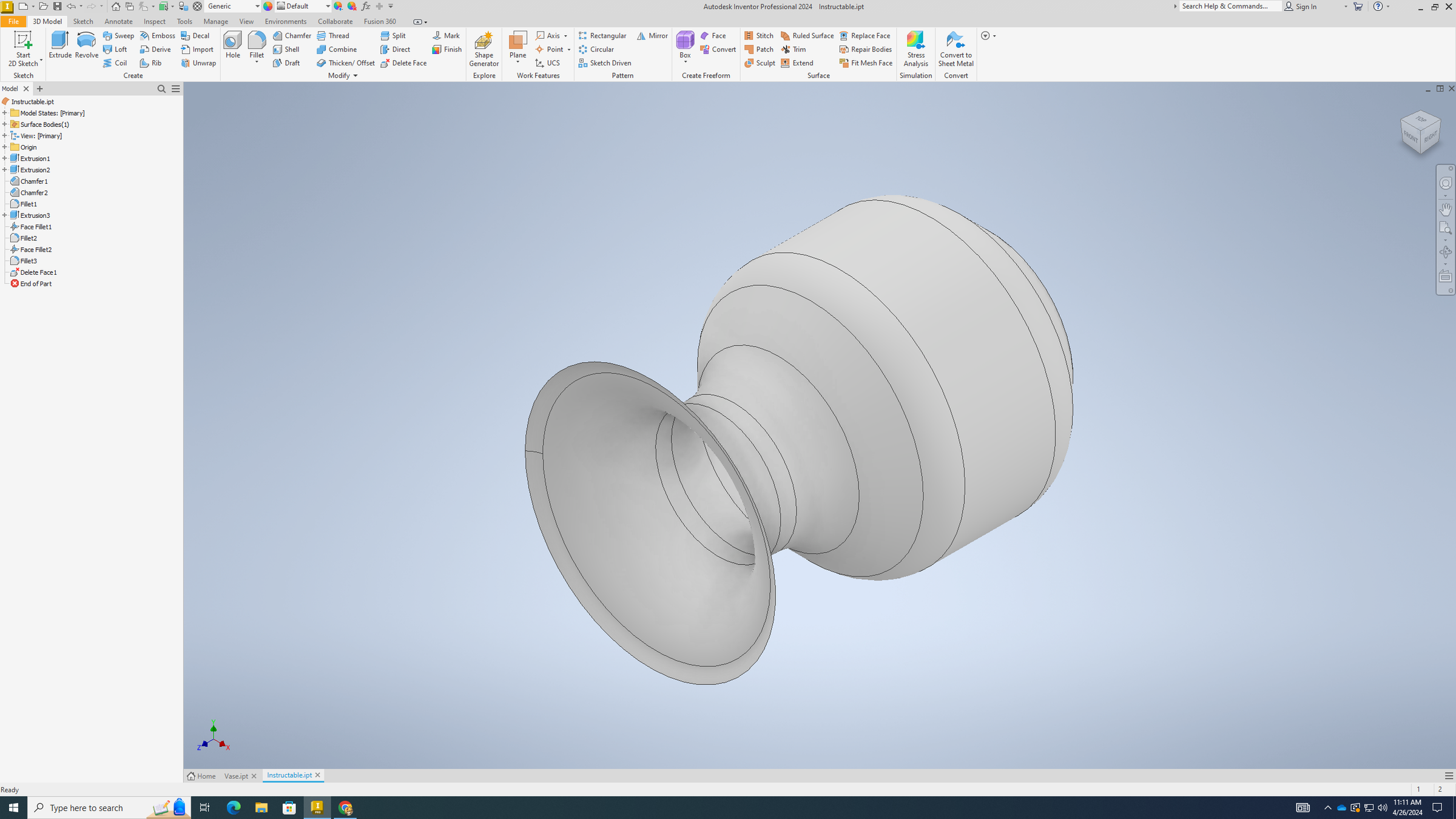 Simpe Vase for Flowers Made With Autodesk Inventor : 12 Steps ...
