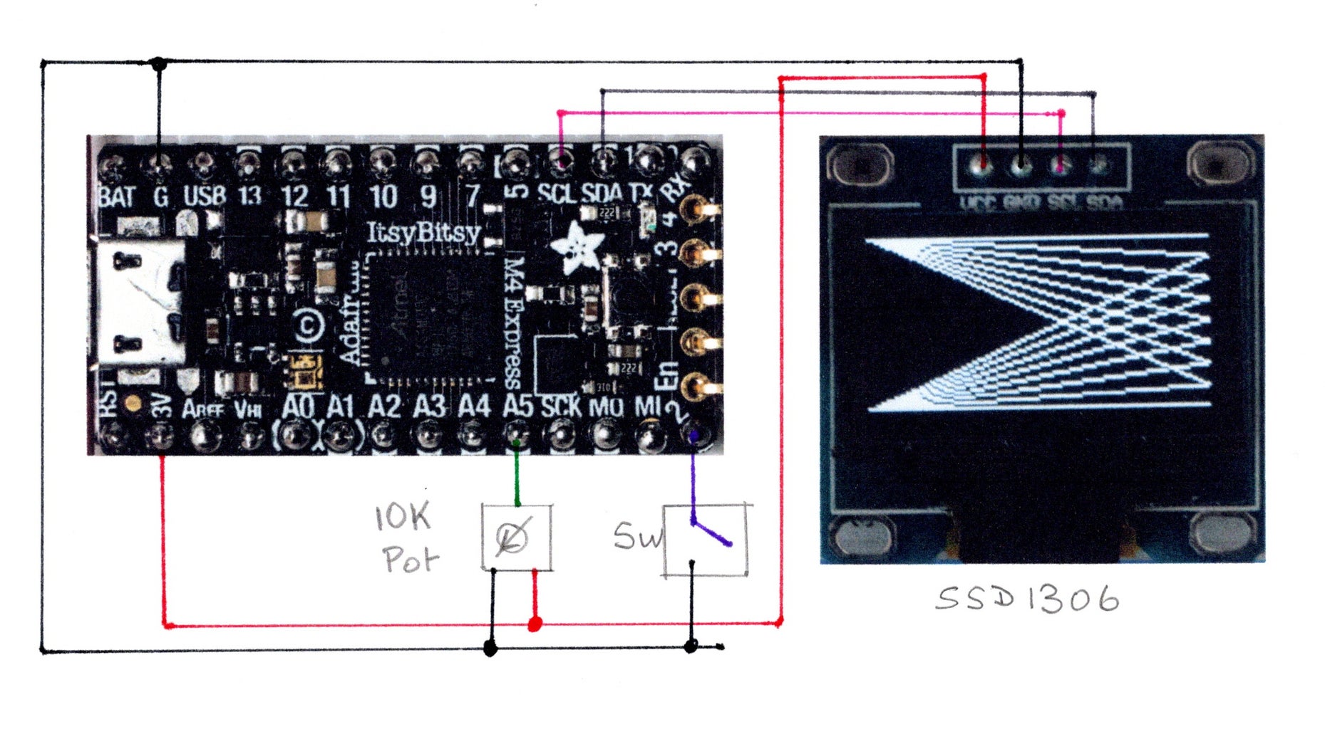 Graphics On A Ssd1306 I2c Oled 128x64 Display With Circuitpython Using An Itsybitsy M4 Express 5649