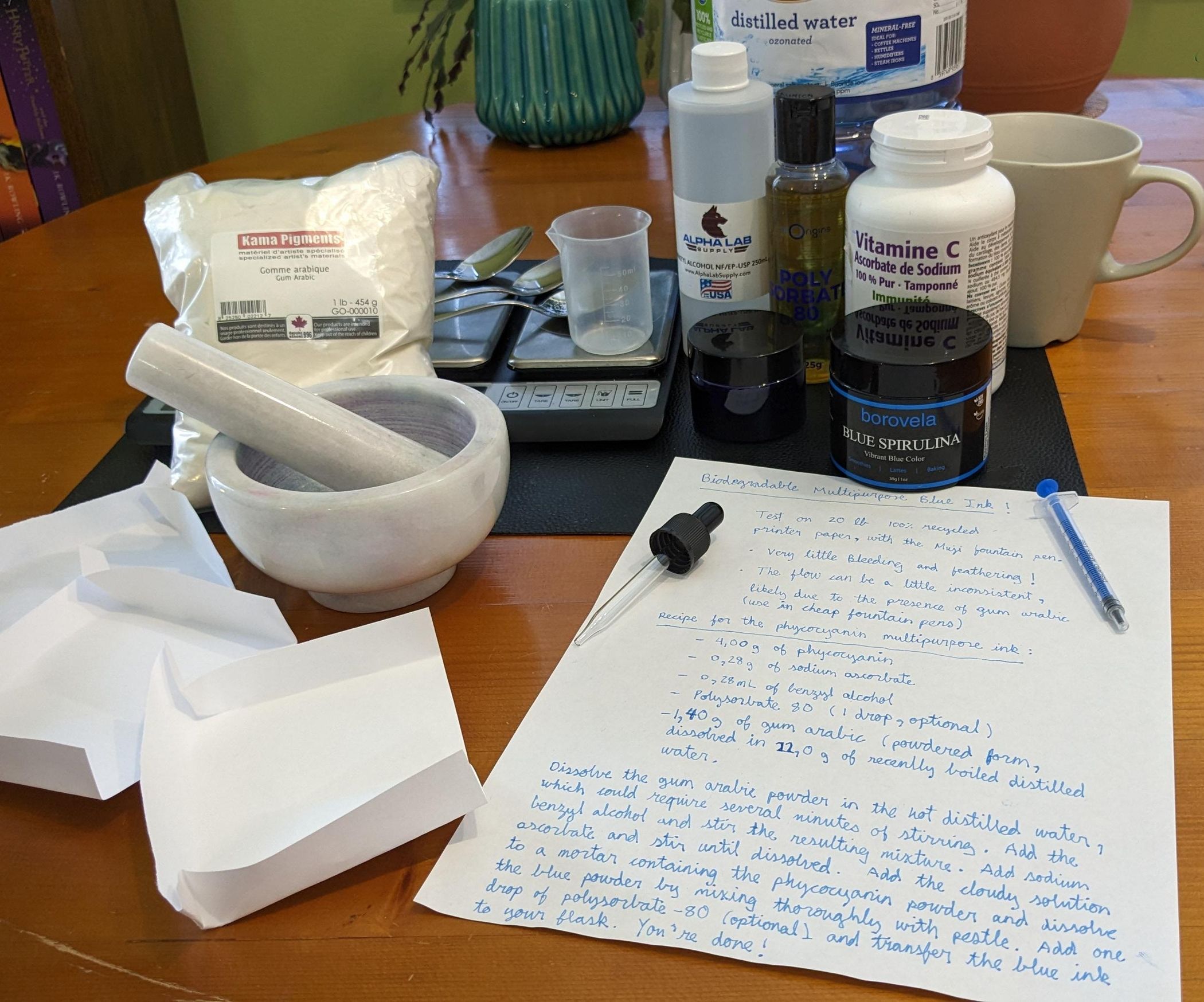 Recipe for a Multipurpose, Biodegradable and Wet-Erase Blue Ink for ...