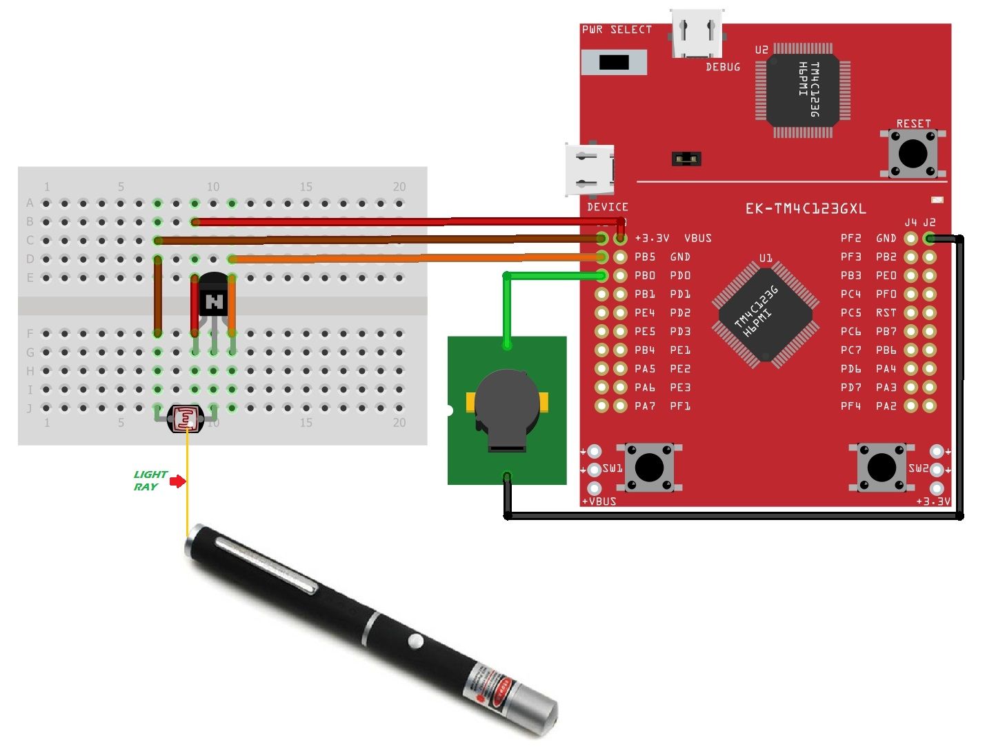 Laser Tripwire Using ARM Cortex-M4 : 4 Steps - Instructables