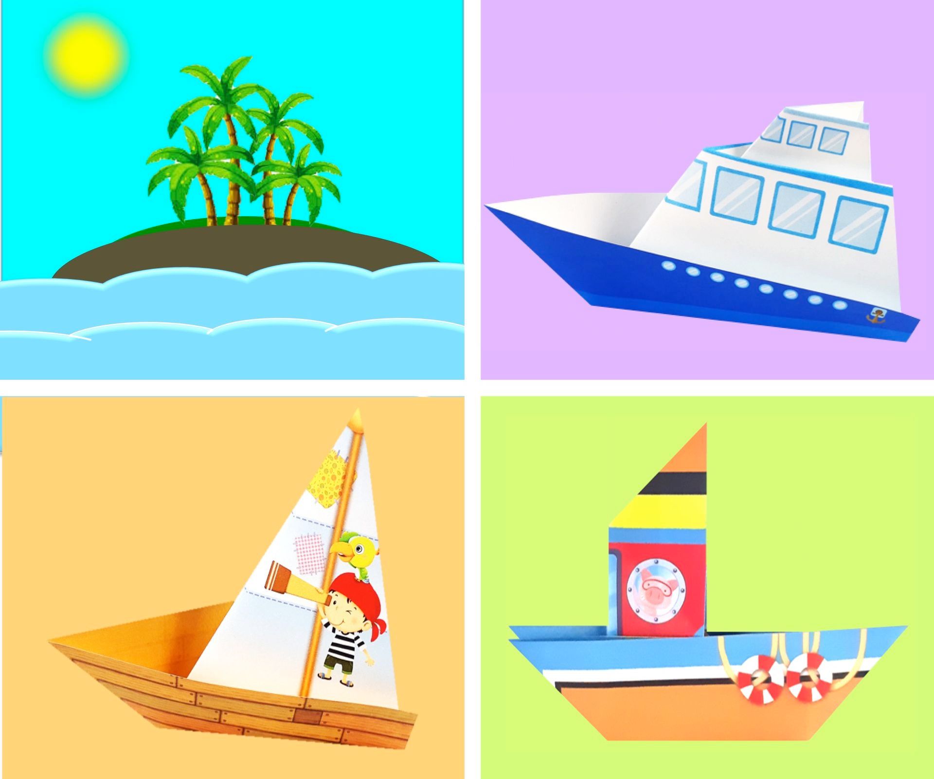 Paper Craft for Kids: Sail Boat, Fishing Boat, Cruise Ship / Just for ...