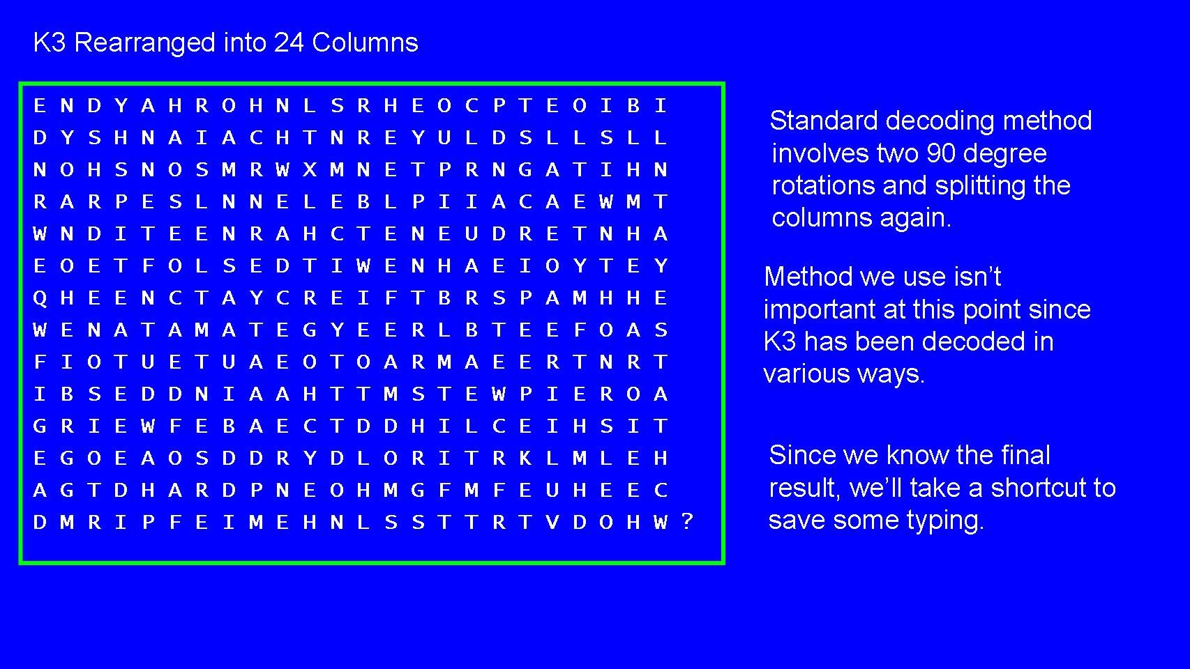 HOW TO SOLVE SANBORN'S KRYPTOS: Part 7 - K3 and 'YAR' : 9 Steps ...