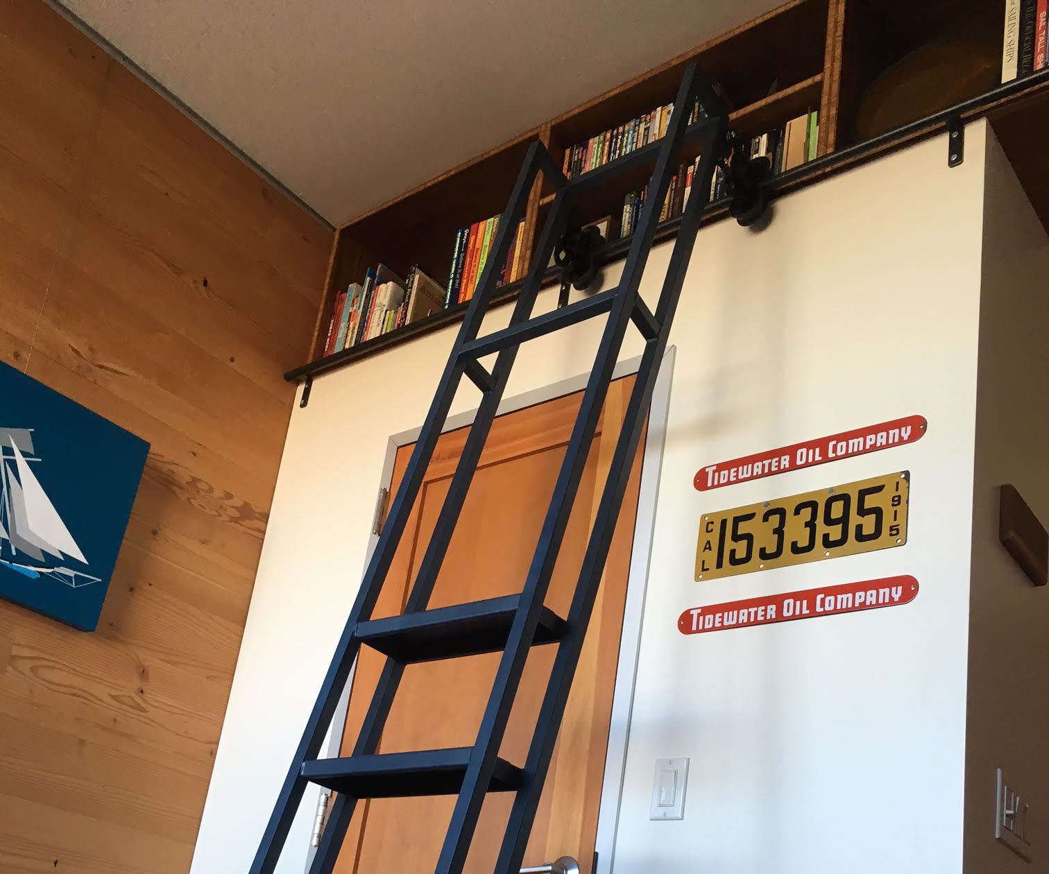 Ceiling Bookshelf With Library Ladder : 3 Steps (with Pictures ...