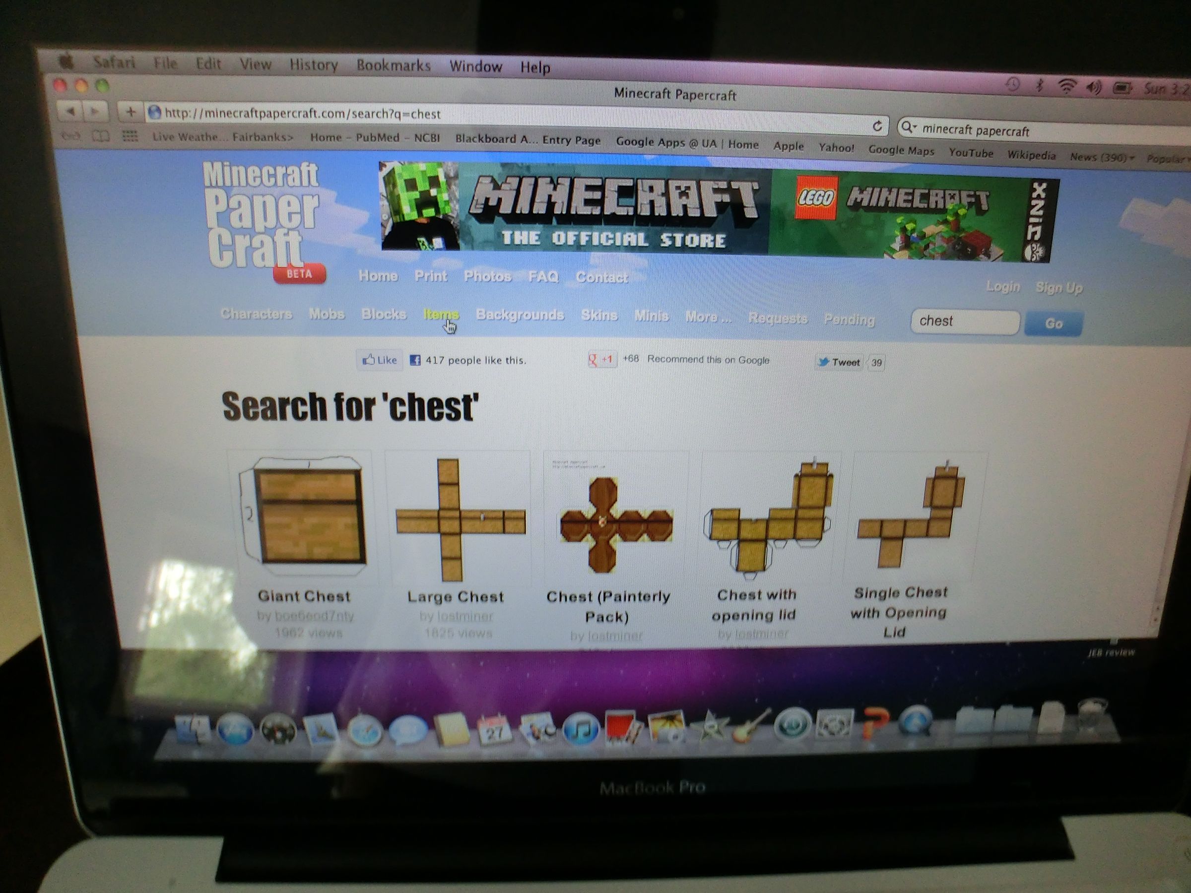 Minecraft Papercraft Openable Chest