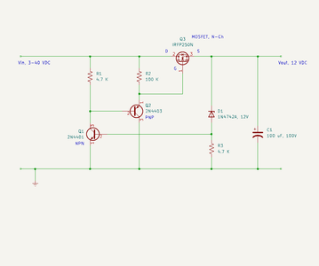 LDO Voltage Regulator, 1 MOSFET, 2 BJTs, and a Zener,