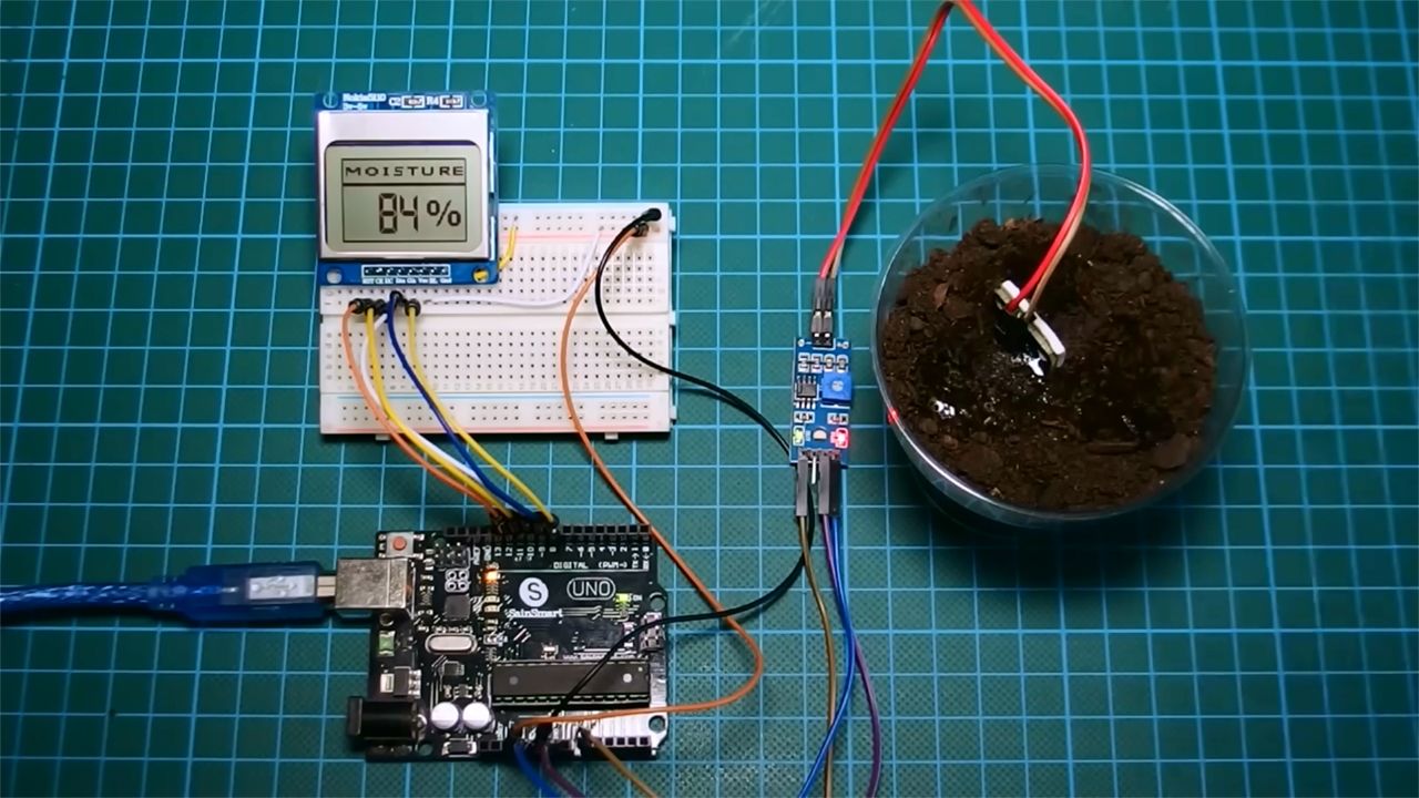 DIY Soil Moisture Monitor With Arduino and a Nokia 5110 Display : 6 ...