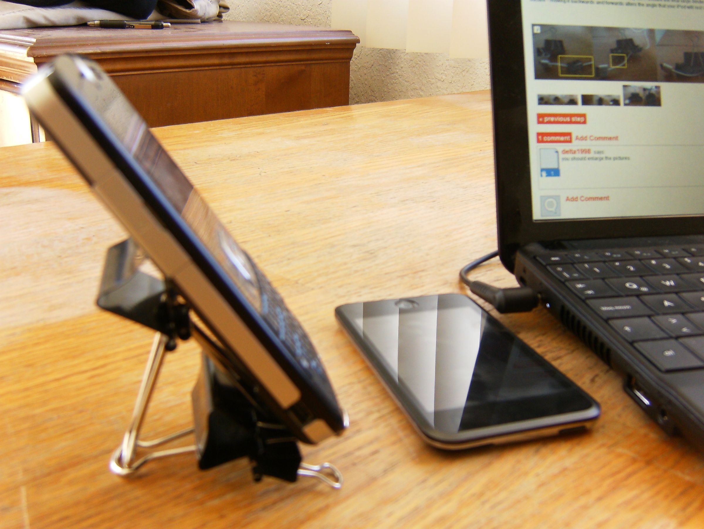 Binder Clip Dock Stand for Ipod/Iphone or Cellphone (almost for Any ...