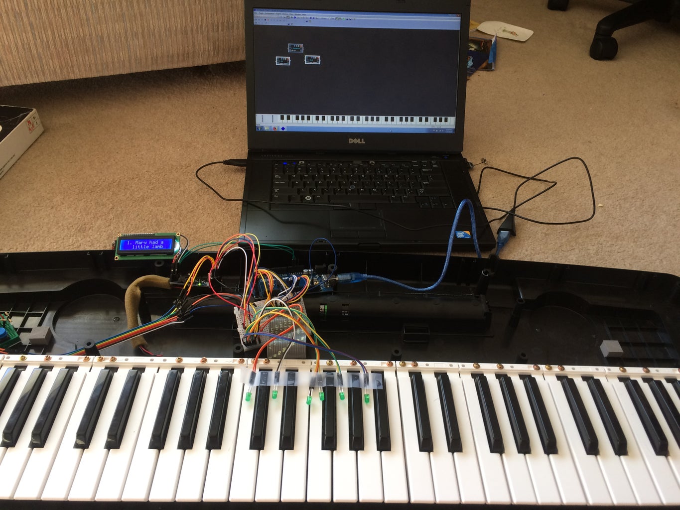 Arduino Midi Keyboard With Song Teaching Leds 8 Steps Instructables