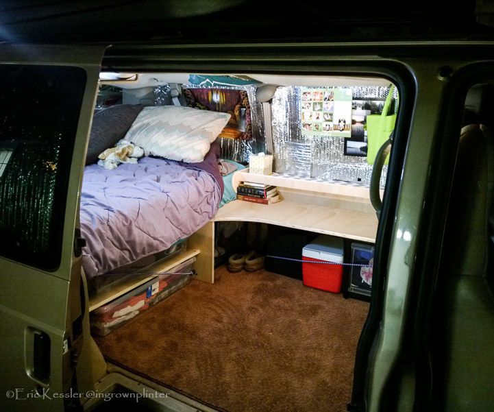 Van Turned Dorm Room, Complete With Bed and Desk : 10 Steps (with ...