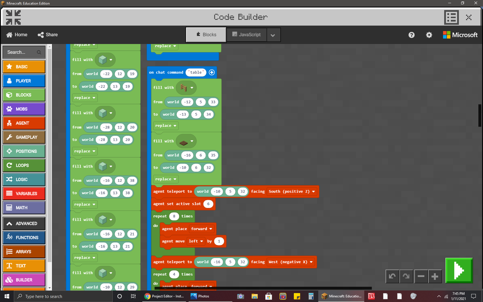 Coding A Mansion In Minecraft Education Edition 3 Steps Instructables