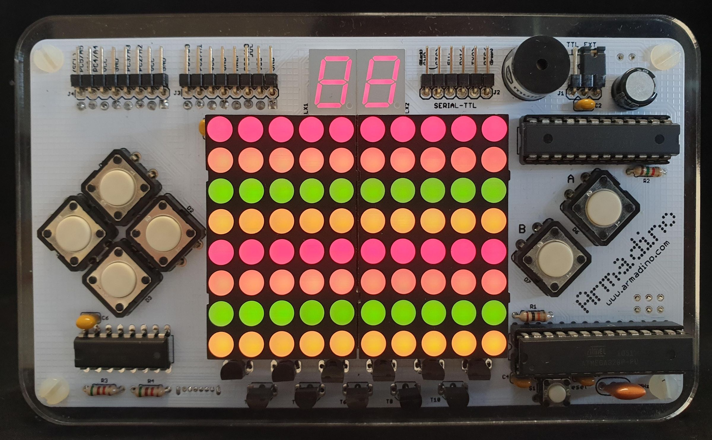 Armadino - an Arduino Gameboy, Clock, Electronic Lab, TVout Console and ...