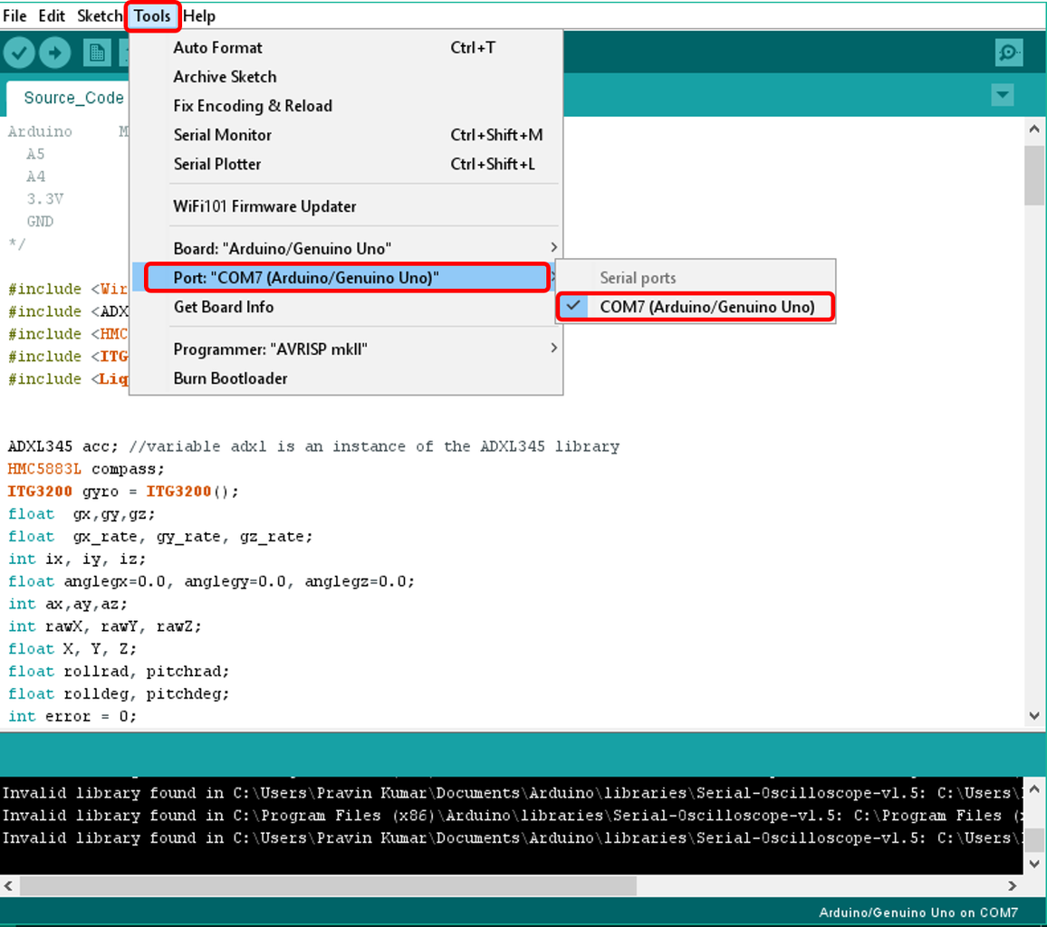 Tutorial To Interface Gy 85 Imu 9dof Sensor With Arduino 8 Steps Instructables