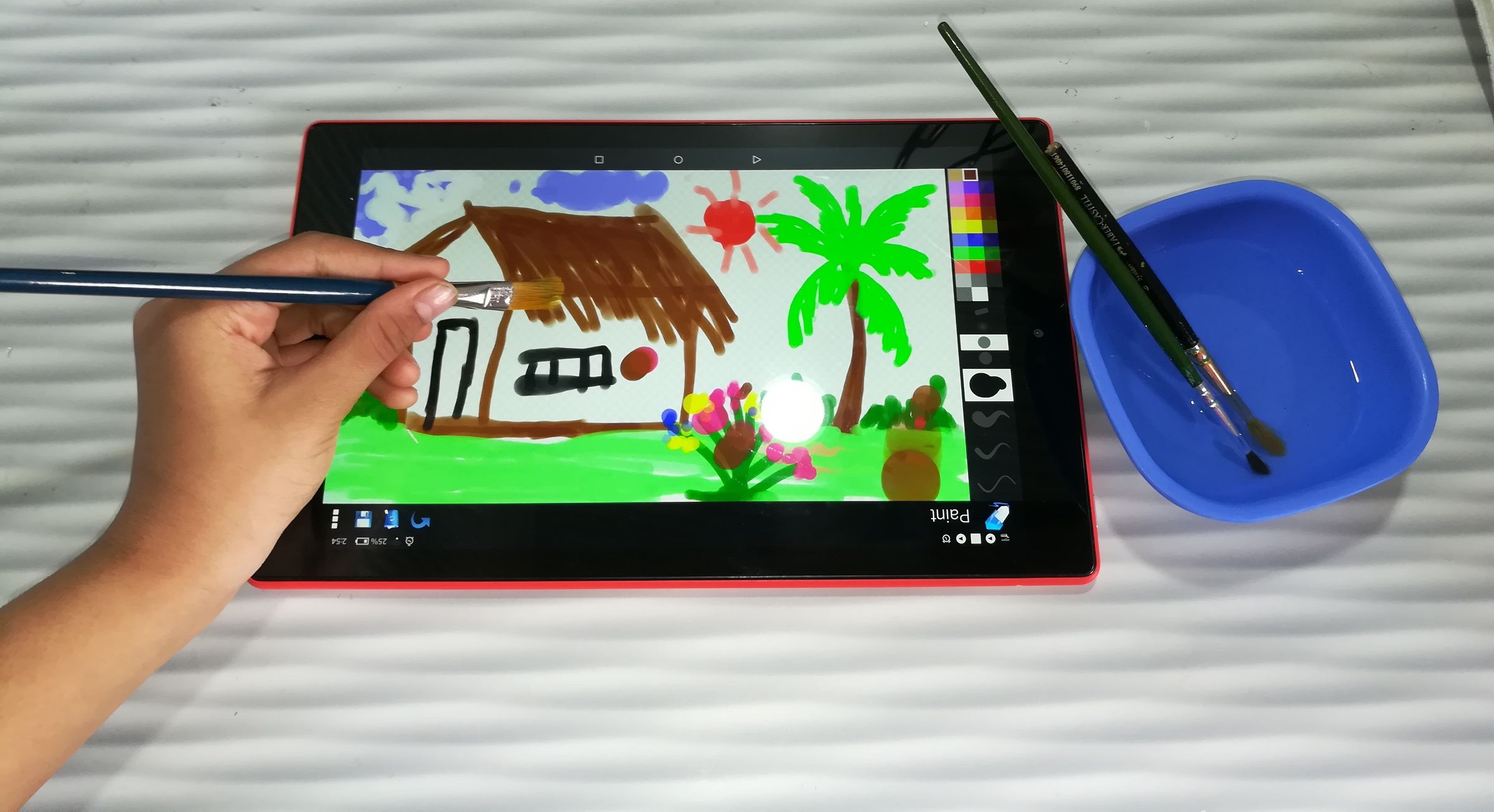 How to Paint Useing Ordinary Paint Brush and Water to Draw on Tablet or ...