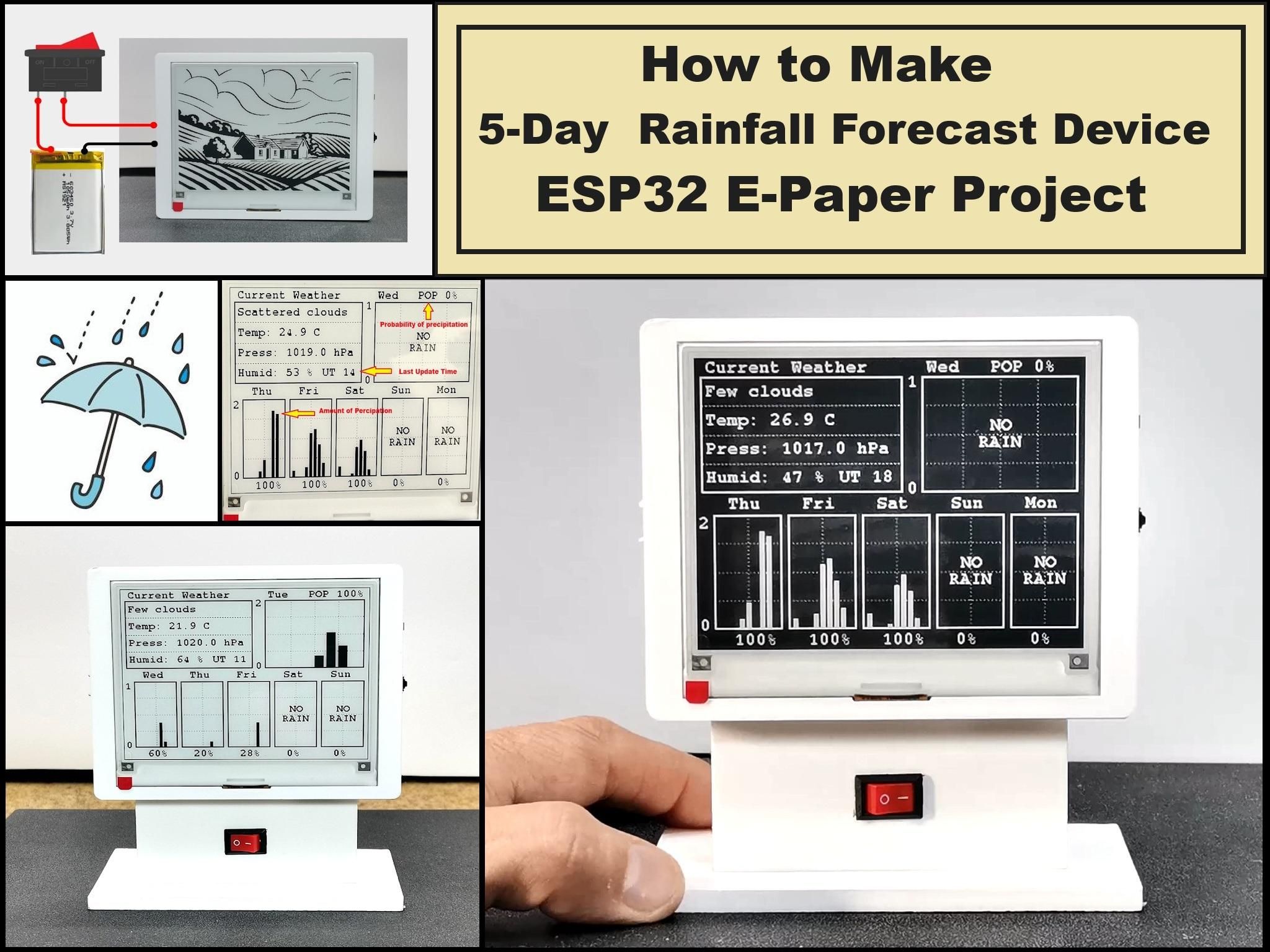 DIY 5-Day Rainfall Forecast Device - ESP32 E-Paper Project : 5 Steps ...