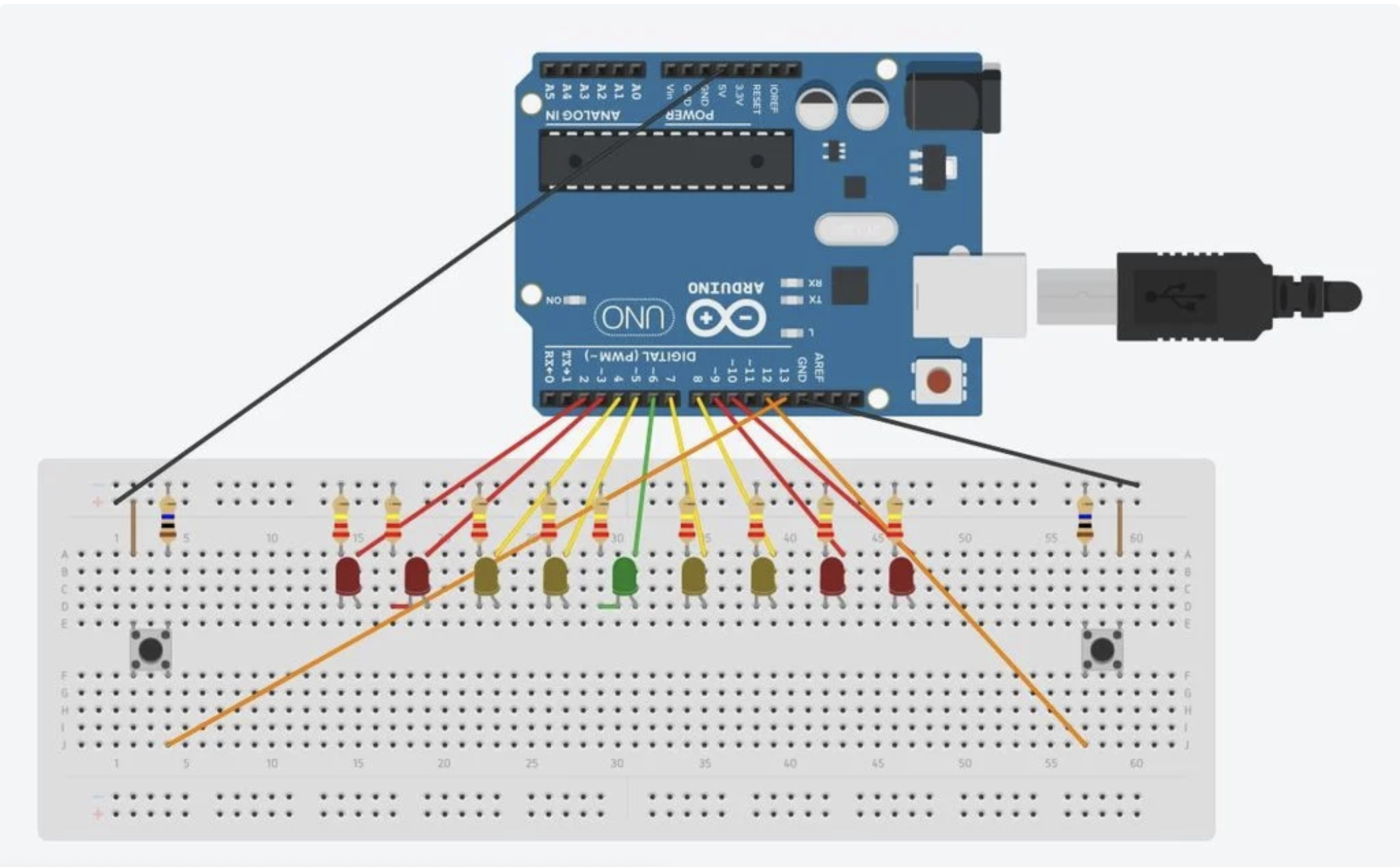 Aruduino LED Game Fast Clicking Two Player Game : 8 Steps - Instructables