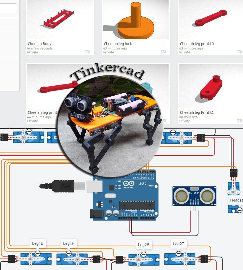 Baby Cheetah Walking Robot in Tinkercad : 21 Steps (with Pictures ...
