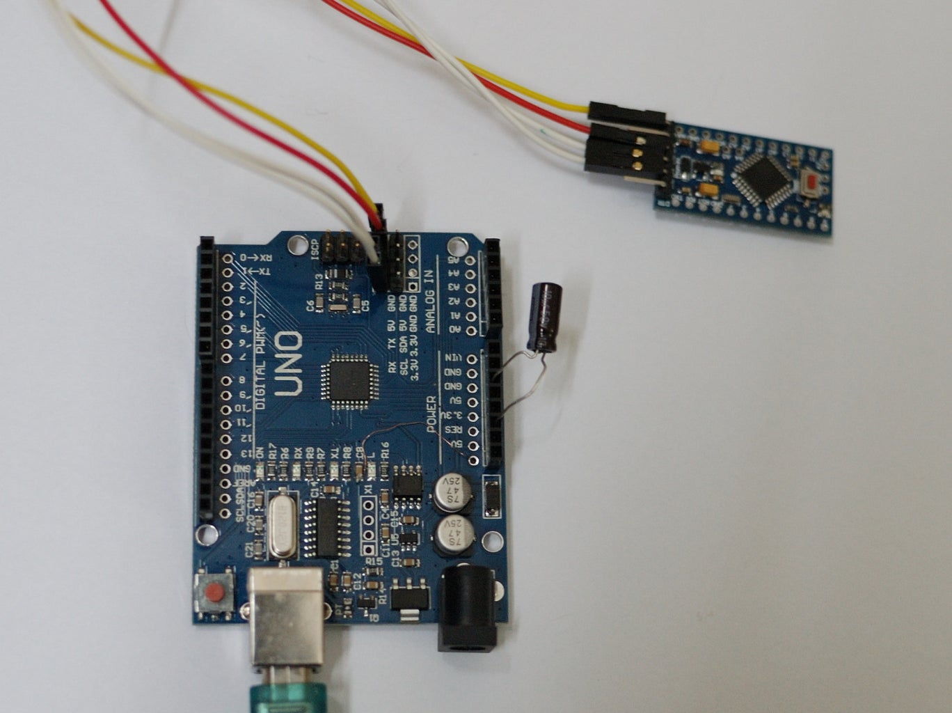 Uploading Sketches To Arduino Pro Mini Using Arduino Uno Board Without Removing Atmel Chip