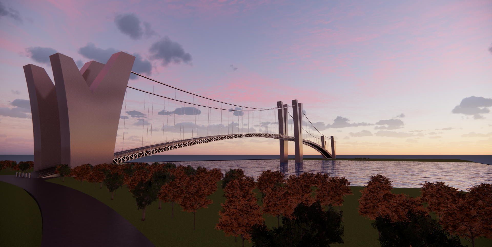 The Victory Bridge (Suspension Pedestrian Bridge Made in Revit) : 8 ...