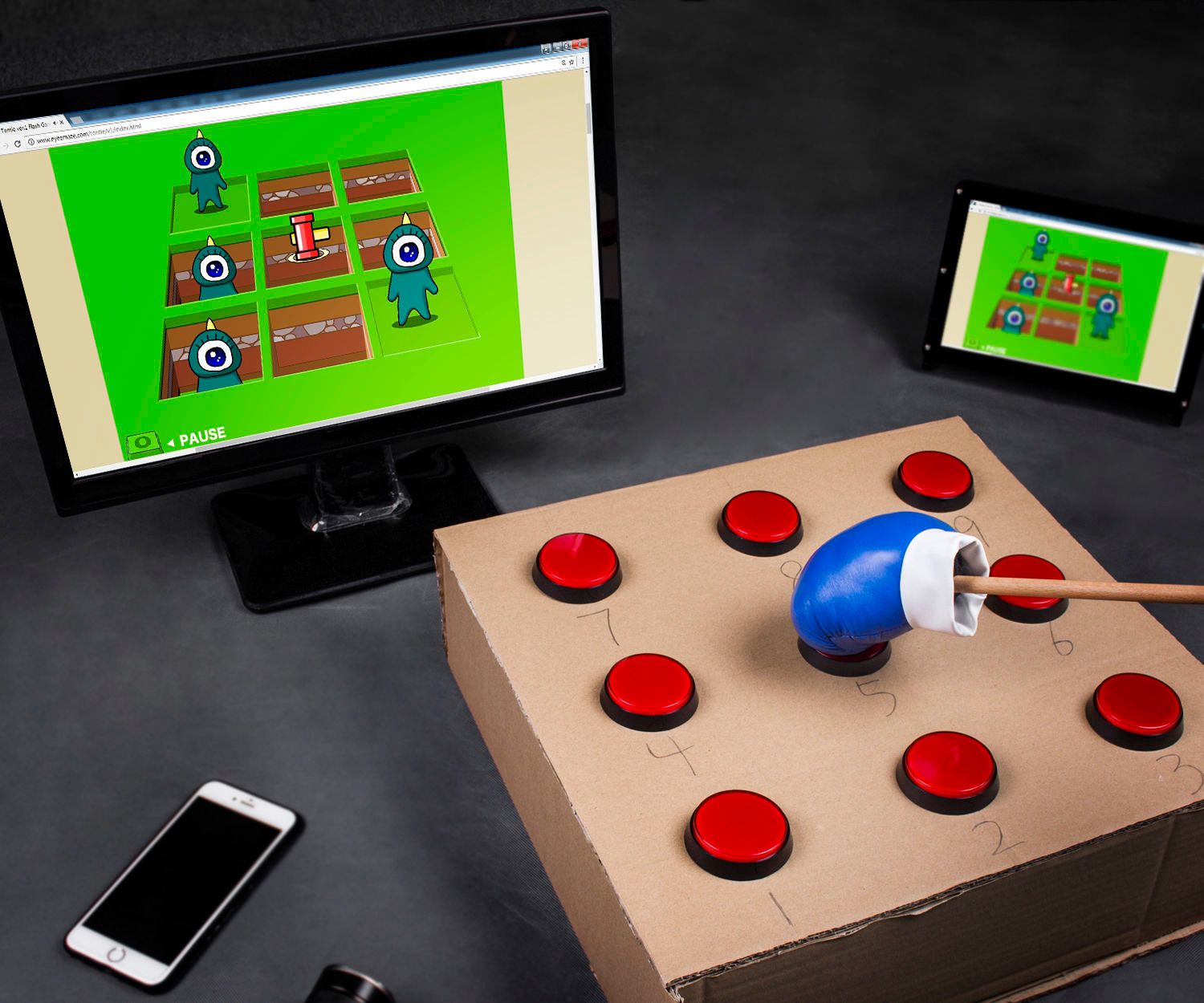 How to DIY a Whack-a-Mole Game With Cardboard Box : 10 Steps (with ...