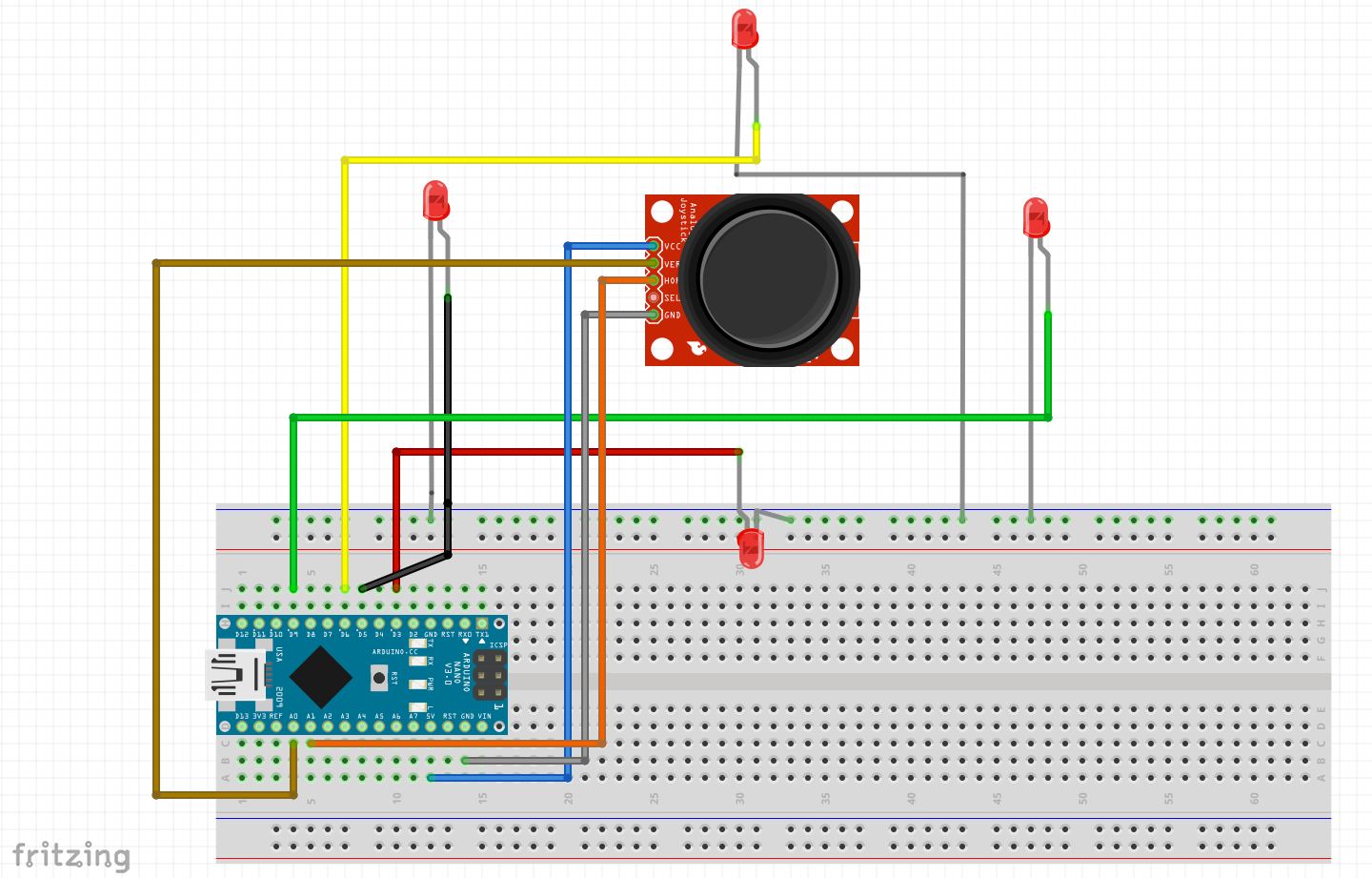 Arduino + 4 Led and Joystick - Instructables