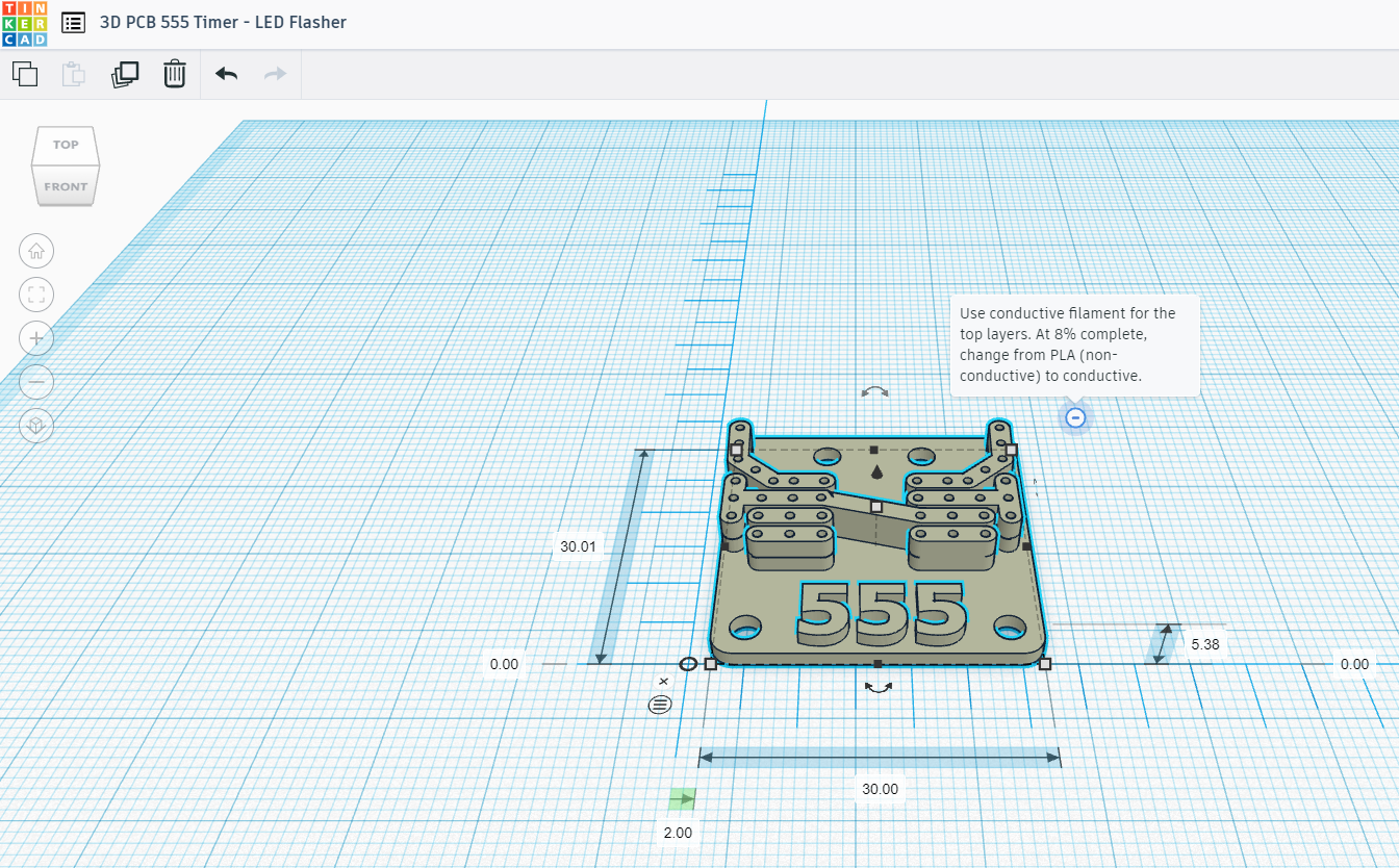 Bits4Bots - 3D Printed 555 Timer - Flashing LED - Conductive Filament ...