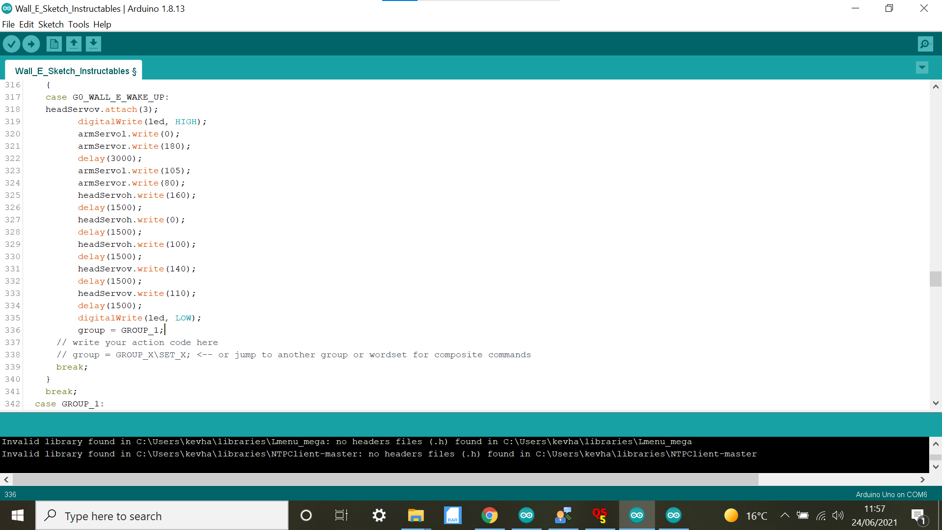 Wall-E Robot Arduino EasyVR3 (Updated) New Video With Voice Commands ...